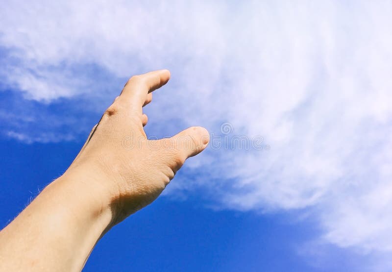 Hand Against the Sky and Clouds, the Hand Reaching for the Sky ...