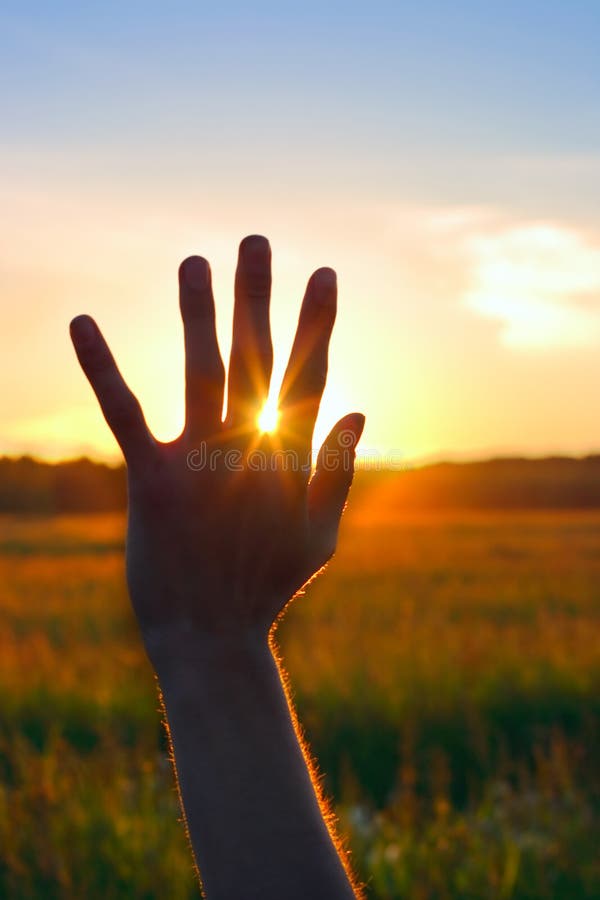 Hands holding the sun stock image. Image of heaven, night - 43840161