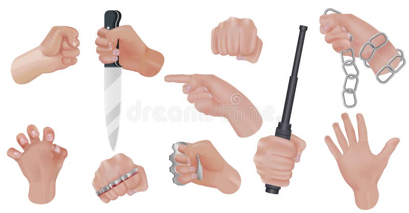 Hand Agression Realistic Icon Set Stock Illustration - Illustration of ... Hand Agression Realistic Icon Set Stock Illustration - Illustration of ...