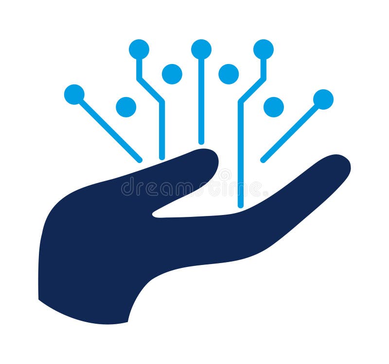 Hand and ai circuit stock vector. Illustration of digital - 351863046