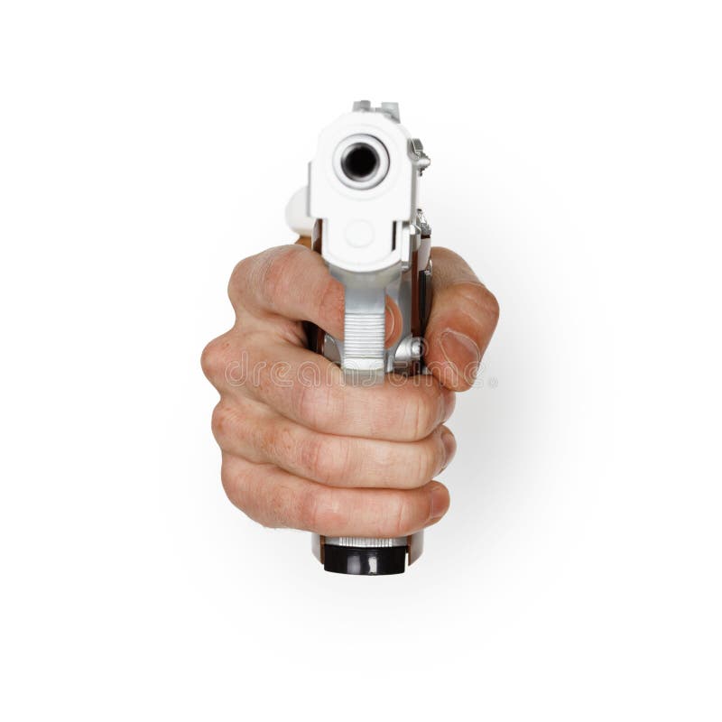 Hand aiming a pistol stock image. Image of silver, hand - 16041575