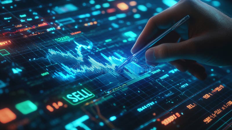 Hand Analyzing Stock Market Data Graph Chart Financial Trading Stock ...