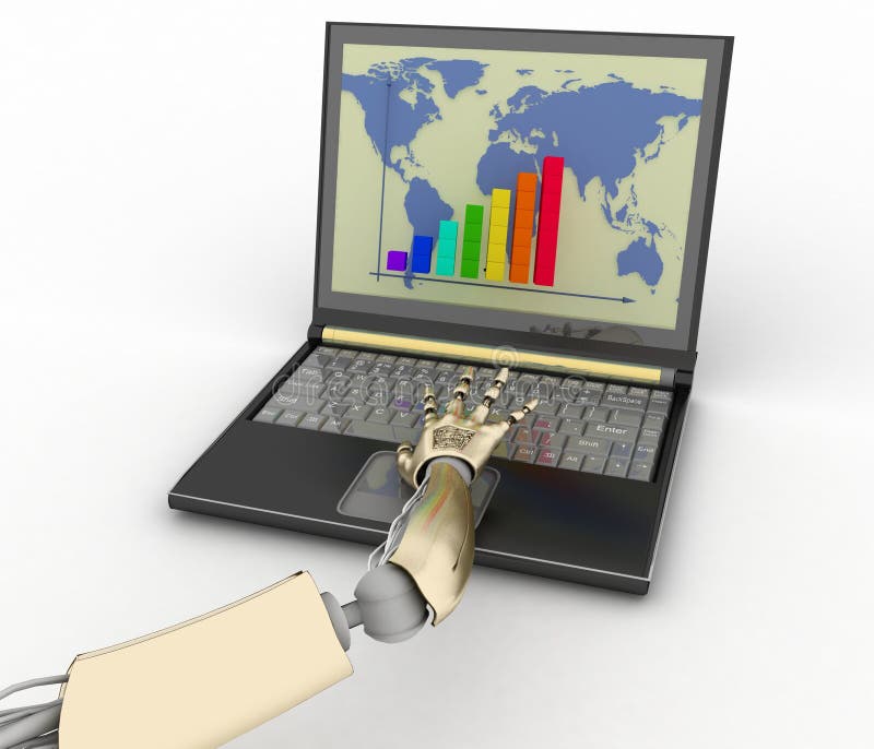 Hand of Android Prints To the Keyboard Stock Illustration ...