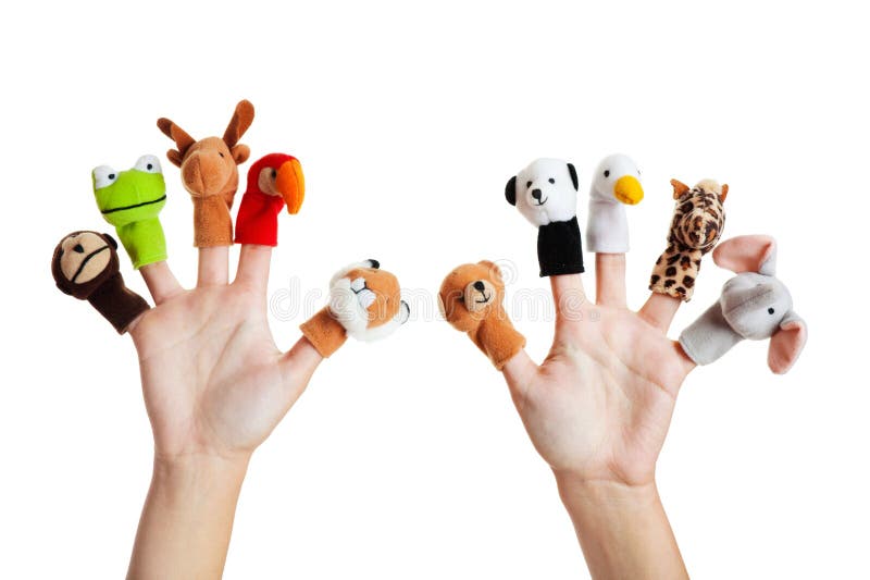 Hand with animal puppets stock image. Image of emotion - 12022123