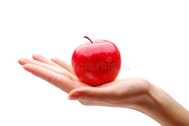 Gold hand giving apple stock photo. Image of isolated - 4591294