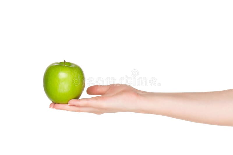 Hand with falling apple stock image. Image of apple, human - 3343457
