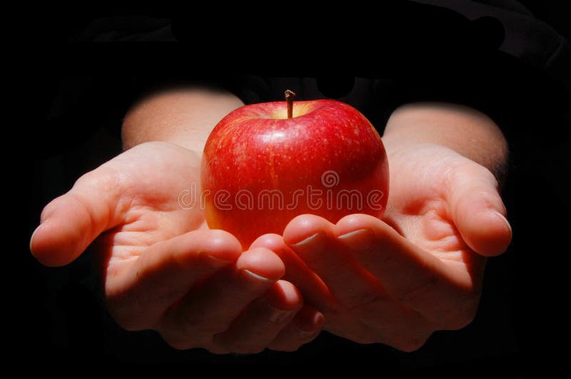Hand and apple stock photo. Image of cloudy, body, green - 138850