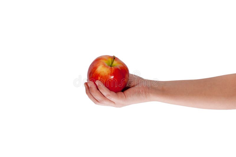 Children S Hand with an Apple on the White Stock Image - Image of fresh ...
