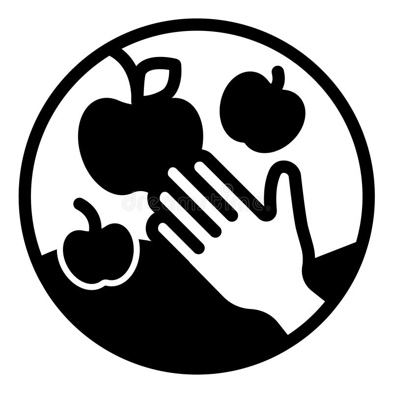 Hand and Apple Fruit Solid Icon, Eco Tourism Concept. Vector Graphics ...