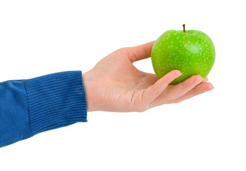 Hand with apple stock image. Image of isolated, apple - 14403069