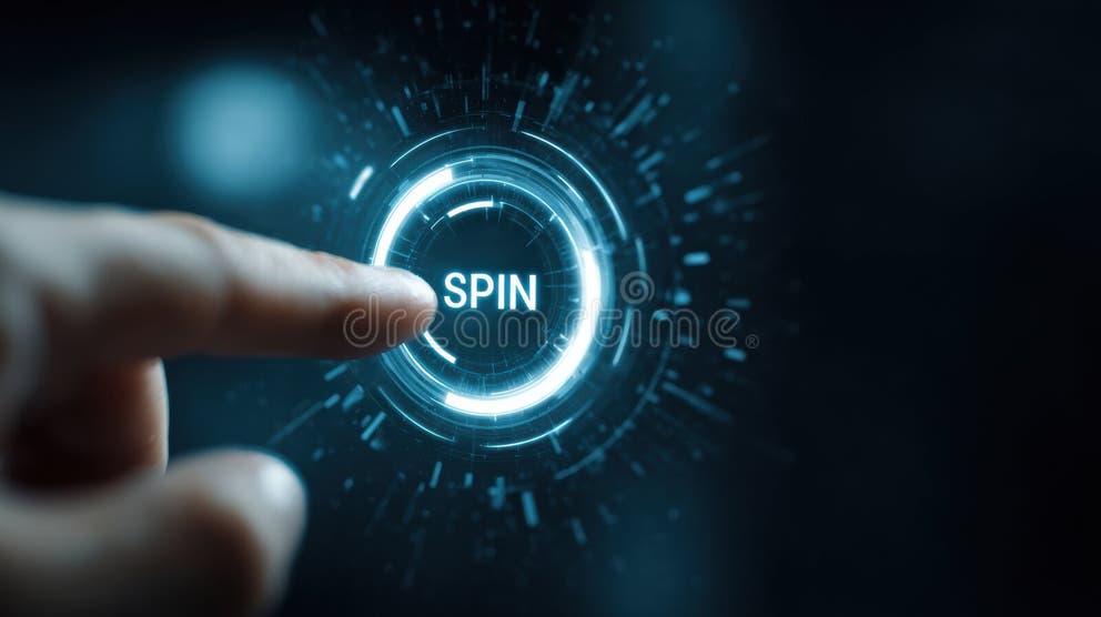 Hand Reaching Towards a Digital Spin Button in a Blurred Background ...