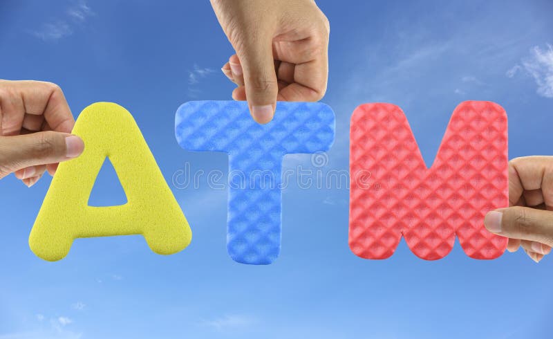Hand Arrange Alphabet ATM of Acronym Automatic Teller Machine. Stock ...