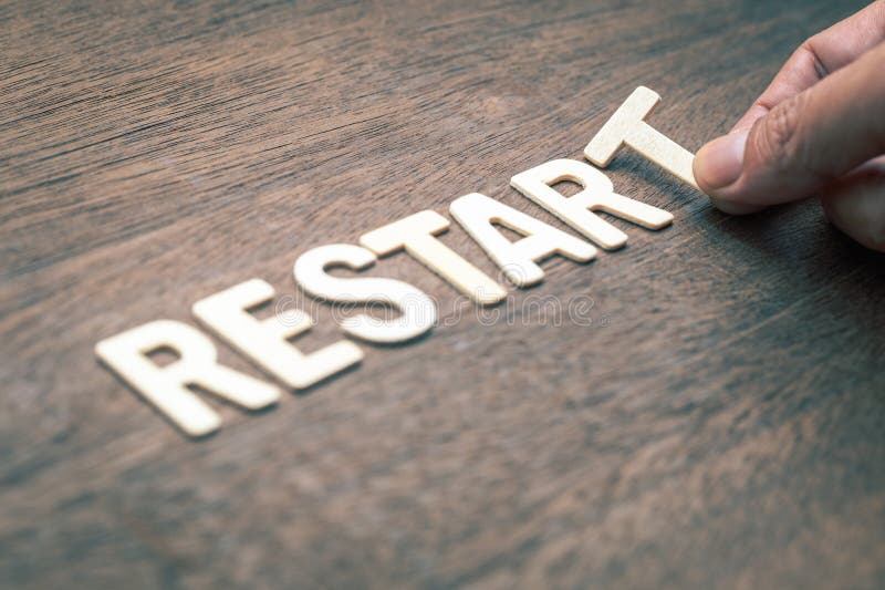 RESTART word on table stock image. Image of recovery - 353302807