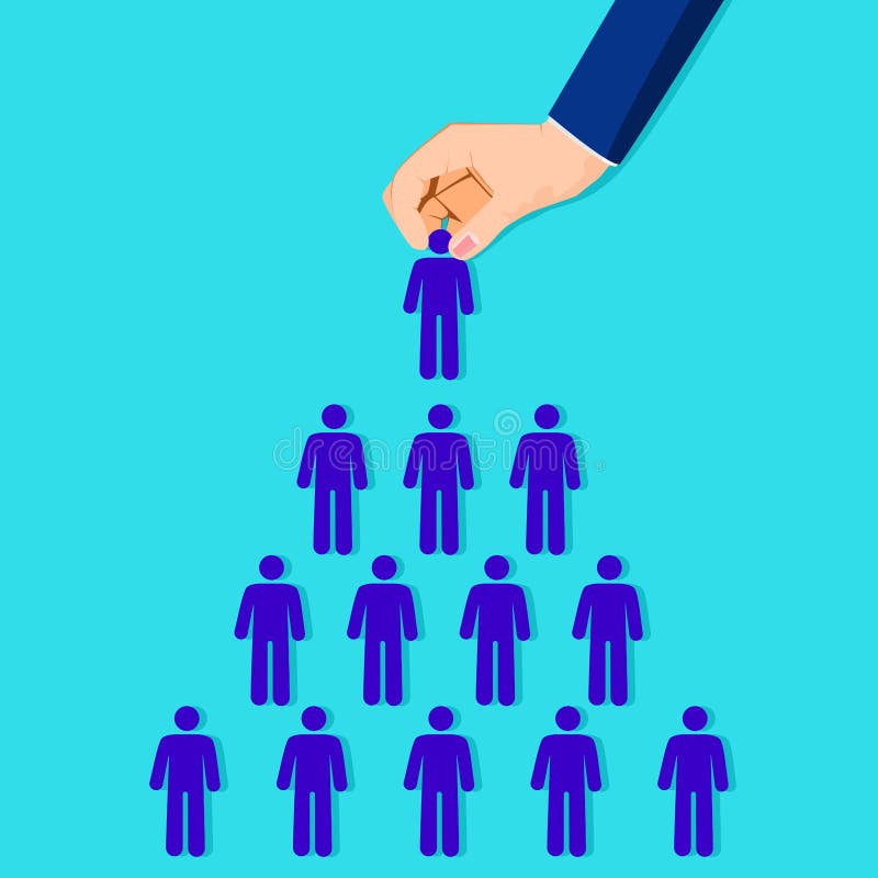 Hand Arranging Human Figures in Triangular Shape. Vector Illustration ...