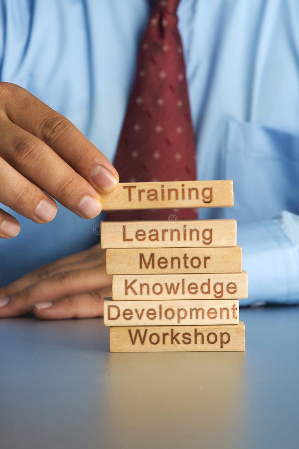 Hand Arranging Wood Block Concept of Training Stock Photo - Image of ...