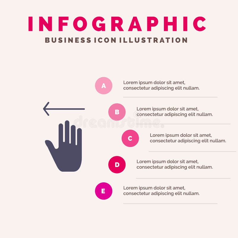 Hand, Arrow, Gestures, Left Solid Icon Infographics 5 Steps ...