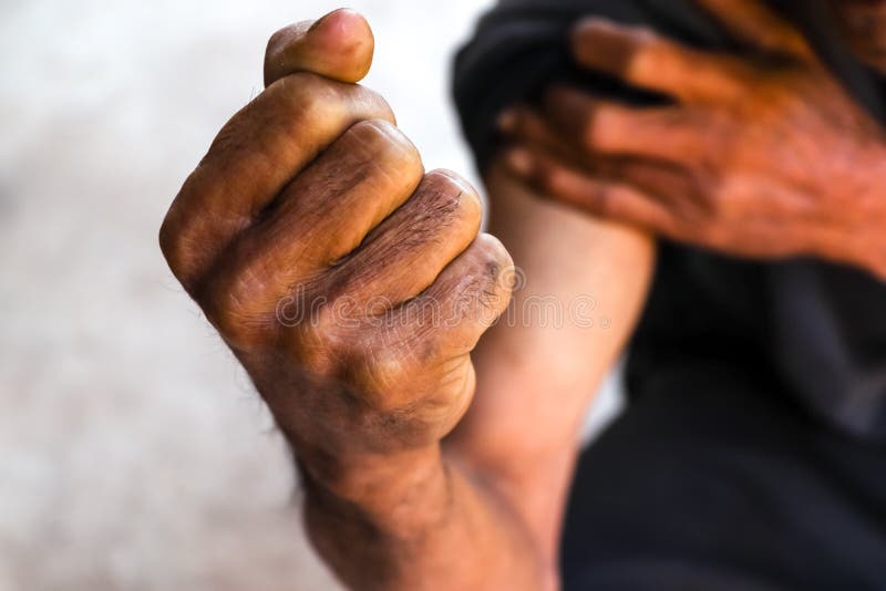 Hand of Asian Elderly Arm Showing Power Strong Stock Image - Image of ...