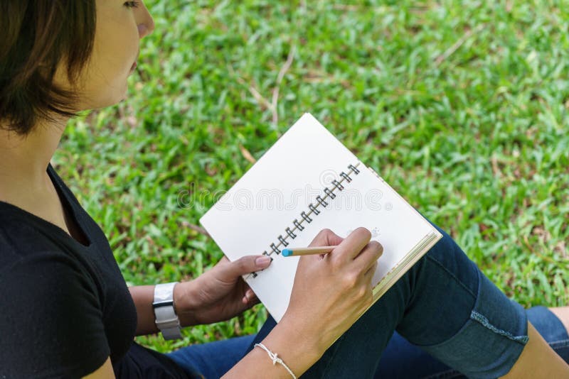 Asian Girl S Hand Ready To Write Something on Notebook Stock Photo ...