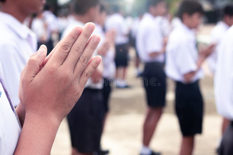 Hand of Students Pay Respect To the Buddha Stock Photo - Image of hand ...