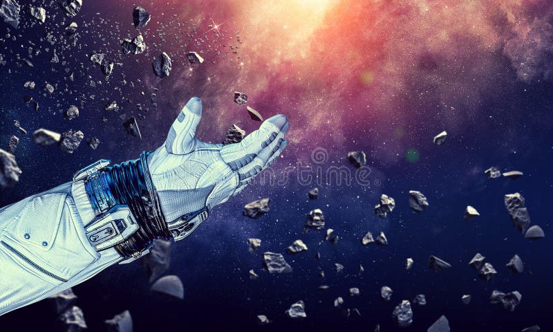 Hand of Spaceman. Mixed Media Stock Image - Image of dark, hand: 108773929