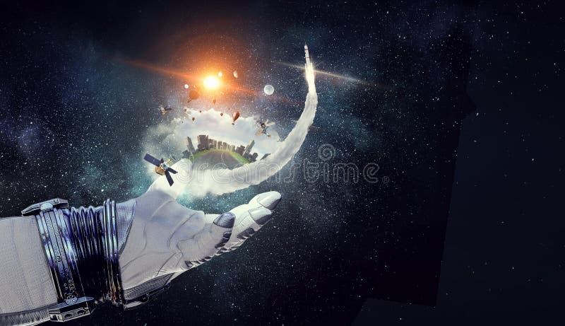 Hand of Spaceman. Mixed Media Stock Illustration - Illustration of ...