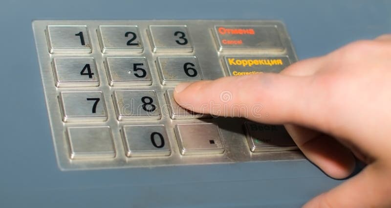 Hand and ATM keypad stock image. Image of home, caucasian - 11055843