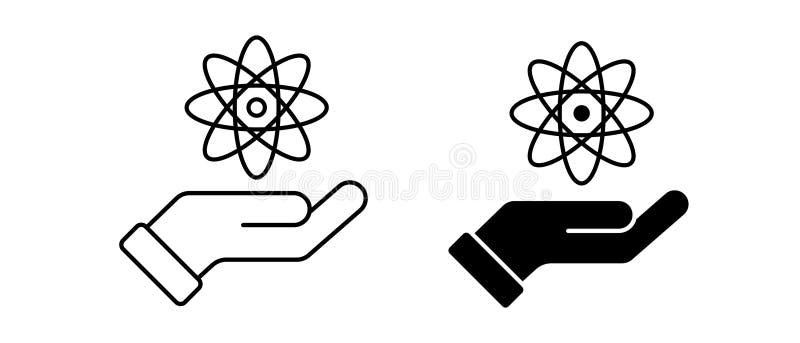 Hand with Atom Vector Icon. Laboratory, Molecule, Data, Symbol Stock ...