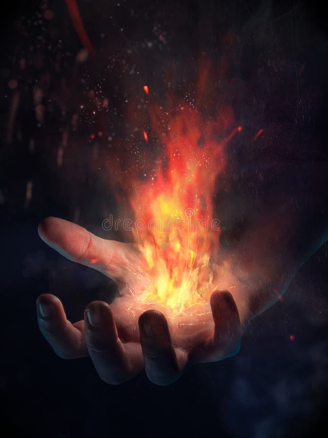 Hand auf Feuer stockbild. Bild von nahaufnahme, menschlich - 56807271