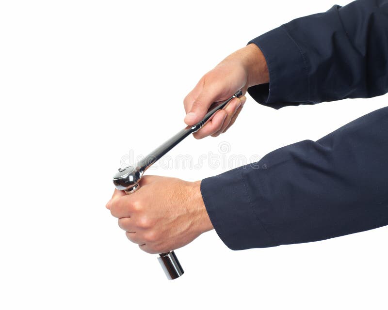 Hand with Wrench. Auto Mechanic. Stock Photo - Image of service ...