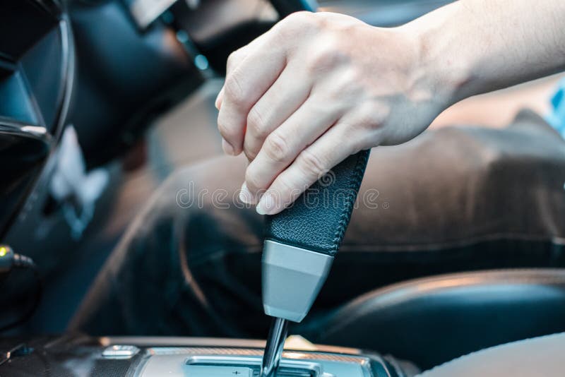 Hand on Automatic Gear Shift Stock Image - Image of shifter, start ...