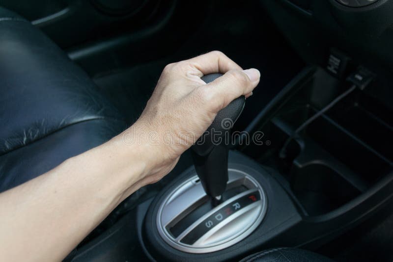 Hand on Automatic Gear Shift Stock Photo - Image of detail, metal: 52146922