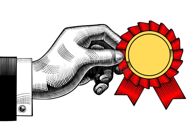 Hand with an award sign stock vector. Illustration of classic - 80454389