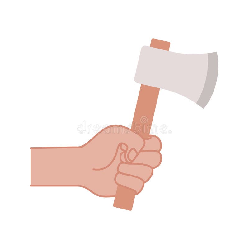 Hand with Ax Tool Isolated Icon Stock Vector - Illustration of ...