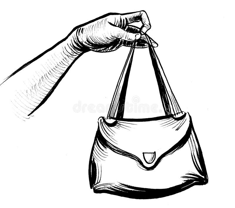 Hand with bag stock illustration. Illustration of cartoon - 238758775