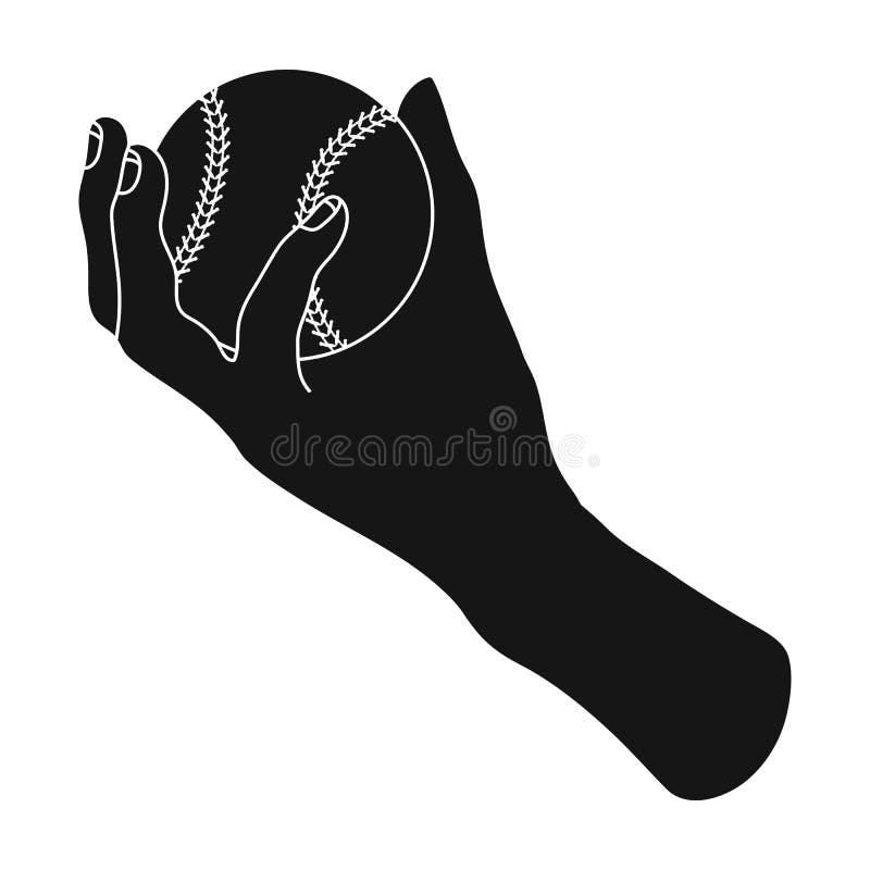 Hand with Ball. Baseball Single Icon in Black Style Vector Symbol Stock ...
