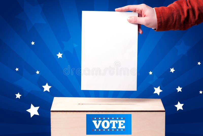 Hand with ballot and box stock photo. Image of ballot - 6919802
