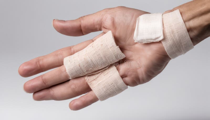 A Hand with Bandages on the Fingers Stock Illustration - Illustration ...