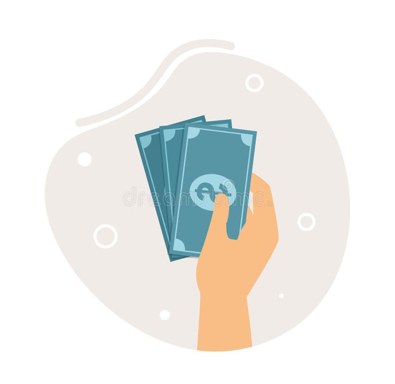 Hand with banknotes stock vector. Illustration of transfer - 257519220
