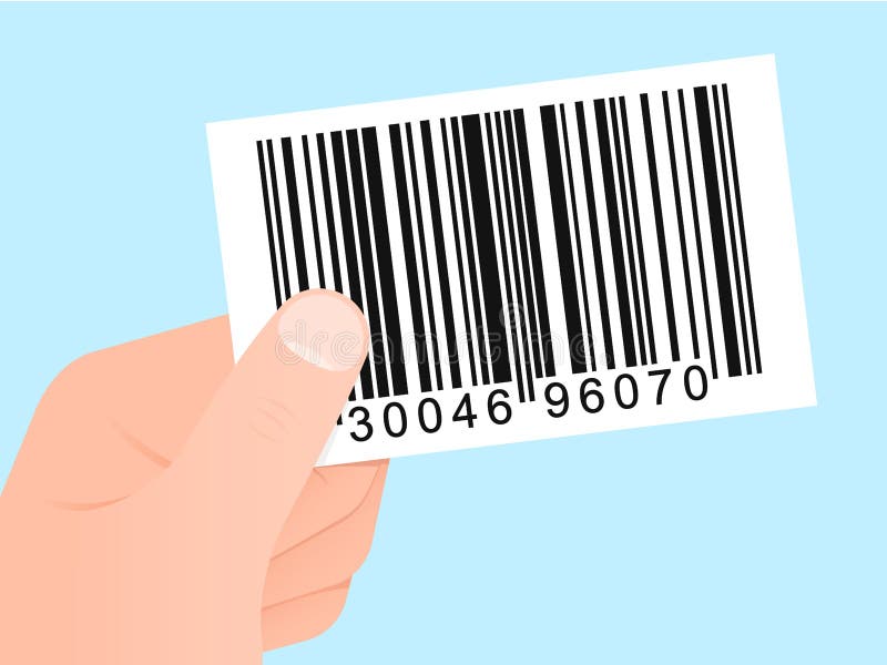 Hand with bar code card stock vector. Illustration of giving - 11048079