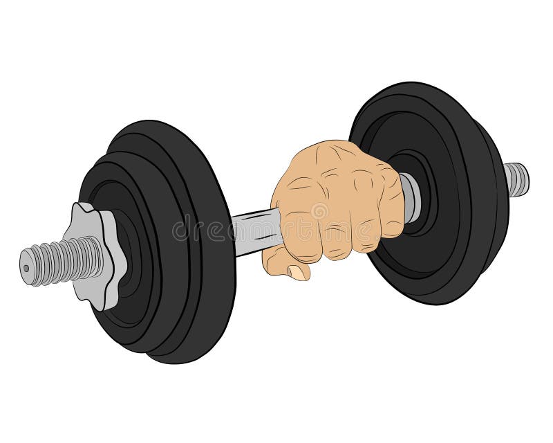 Hand with Barbell. Body Building Concept Vector Drawing Illustration ...