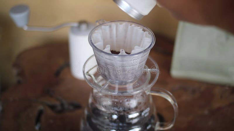 The Process Making Drip Coffee Stock Video - Video of hand, dripper ...