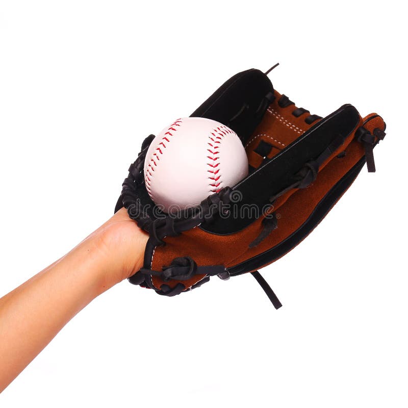 Baseball in Hand Isolated on White Stock Photo - Image of hardball ...