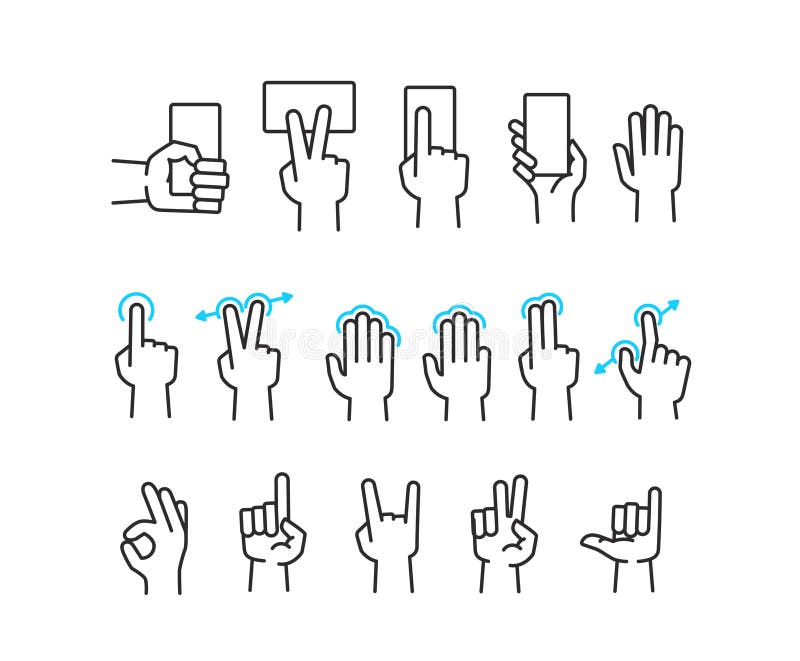 Hand Basic Gestures Using Modern Digital Devices Stock Vector ...