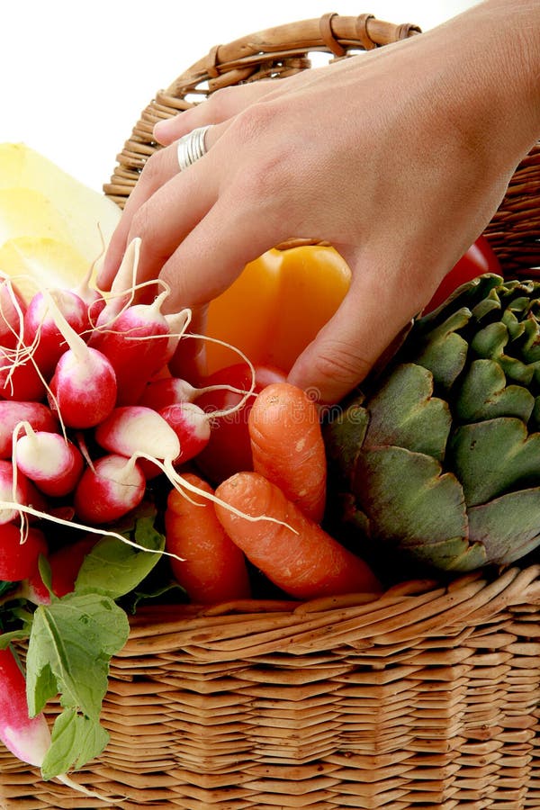 Hand in a Basket of Vegetables Stock Image - Image of diet, white: 10144185