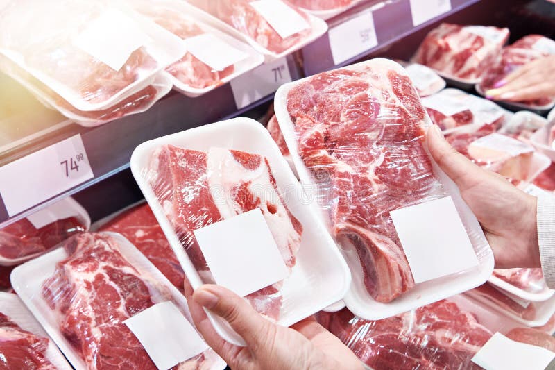 Hand with beef meat stock photo. Image of display, steak - 286018548