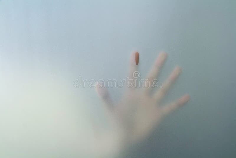 Hand behind frosted glass stock image. Image of body - 34806223
