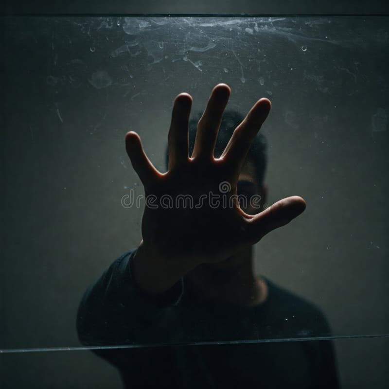 A Hand Behind Glass in the Dark, a Symbol of Isolation and Alienation ...