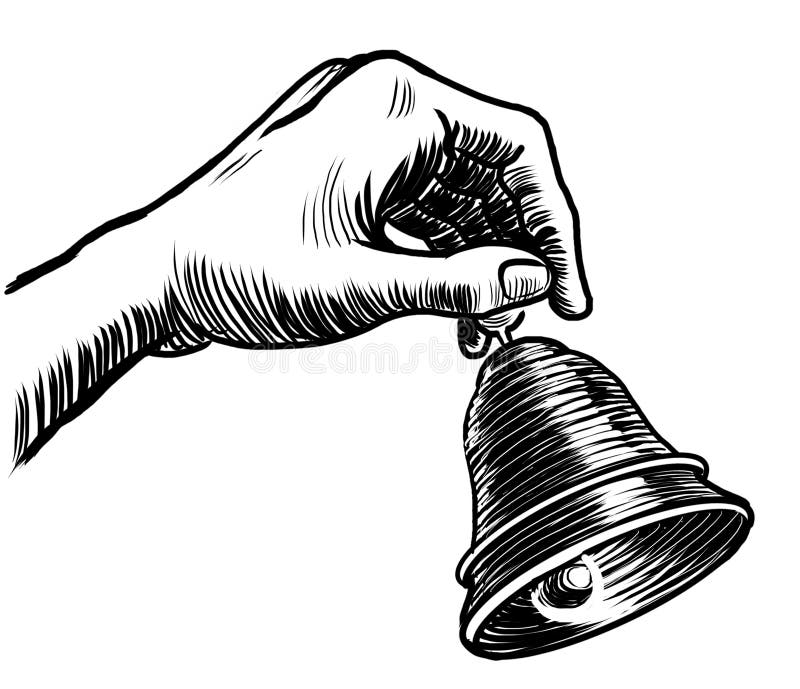Hand with bell stock illustration. Illustration of retro - 300367607