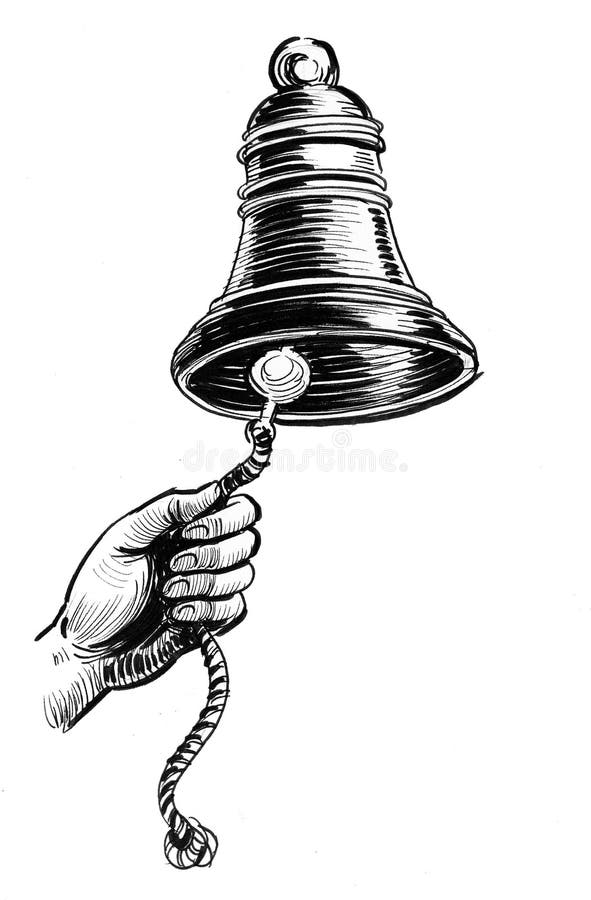 Hand and bell stock illustration. Illustration of loud - 129493589