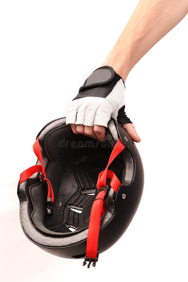 Hand with bicycle helmet stock photo. Image of head, bike - 13767208